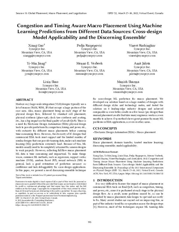(PDF) Congestion and Timing Aware Macro Placement Using Machine Learning Predictions from ...