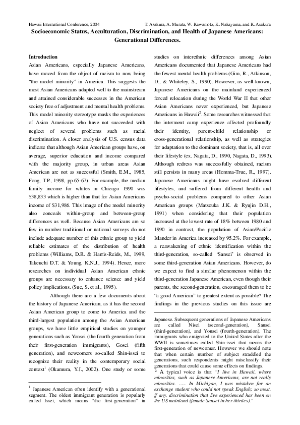 (PDF) Socioeconomic Status, Acculturation, Discrimination, and Health ...