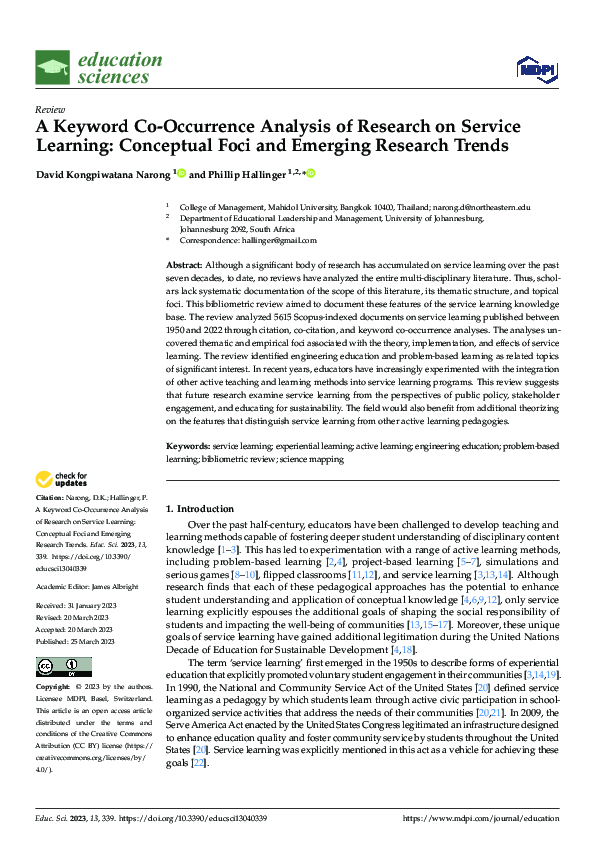 (PDF) A Keyword Co-Occurrence Analysis of Research on Service Learning ...