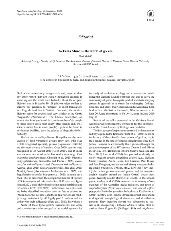 (PDF) Gekkota Mundi – the world of geckos | Shai Meiri - Academia.edu
