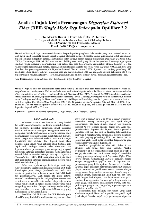 (PDF) Analisis Unjuk Kerja Perancangan Dispersion Flattened Fiber (DFF ...