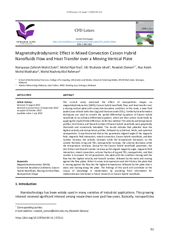 (PDF) Magnetohydrodynamic Effect in Mixed Convection Casson Hybrid Nanofluids Flow and Heat ...