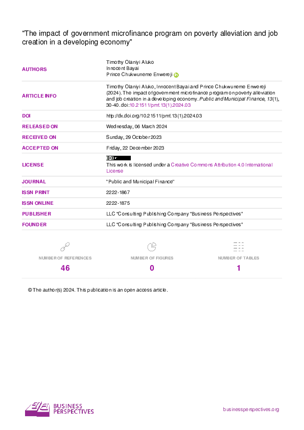 (PDF) The impact of government microfinance program on poverty ...