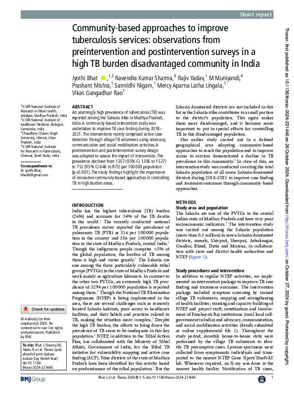 (PDF) Community-based approaches to improve tuberculosis services ...
