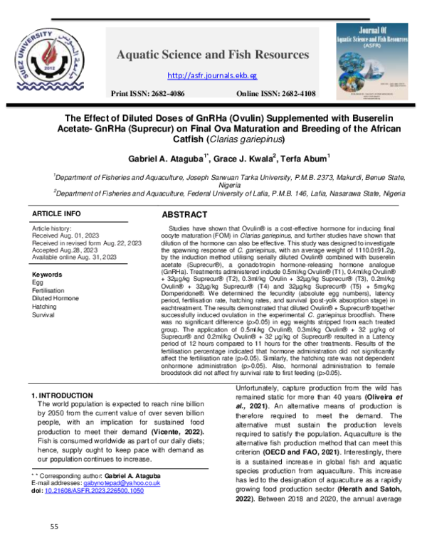 (PDF) The Effect of Diluted Doses of GnRHa (Ovulin) Supplemented with ...