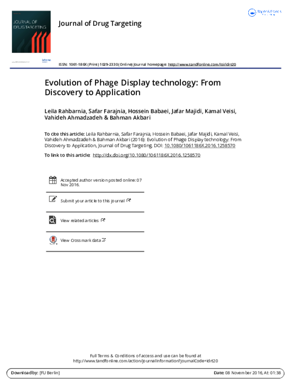 (PDF) Evolution of phage display technology: from discovery to application