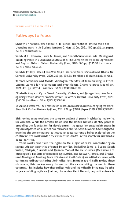 (PDF) Pathways to Peace