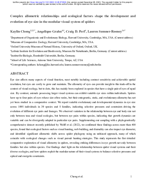 (PDF) Complex allometric relationships and ecological factors shape the development and ...