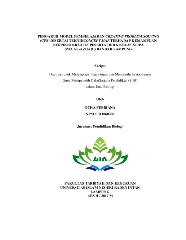 (PDF) Pengaruh Model Pembelajaran Creative Problem Solving(CPS) Disertai Teknikconcept Map ...
