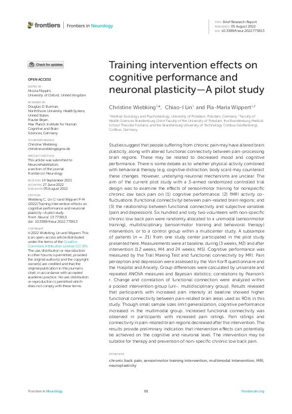 (PDF) Training intervention effects on cognitive performance and ...