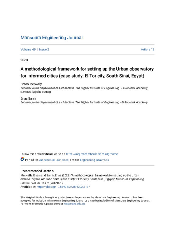 (PDF) A methodological framework for setting up the Urban observatory ...