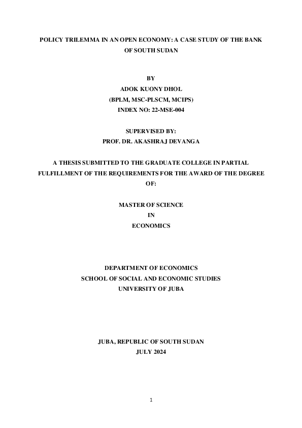 (PDF) POLICY TRILEMMA IN AN OPEN ECONOMY: A CASE STUDY OF THE BANK OF ...