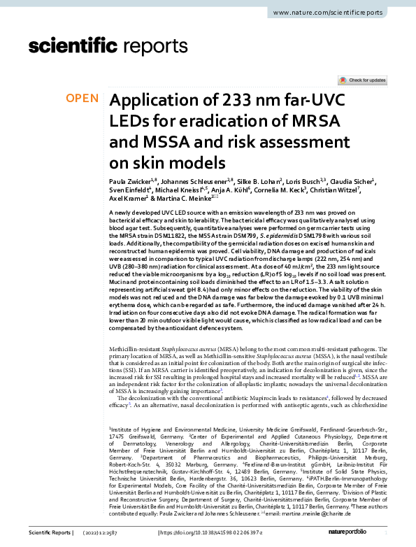 (PDF) Application of 233 nm far-UVC LEDs for eradication of MRSA and ...