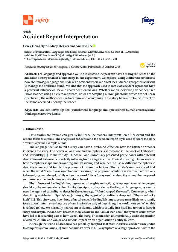 (PDF) Accident Report Interpretation