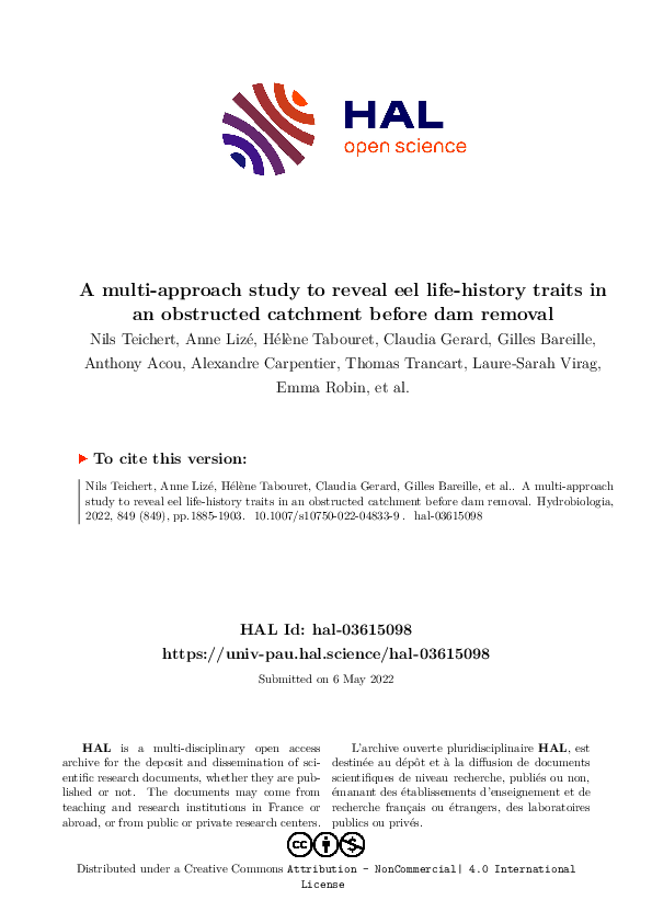 (PDF) A multi-approach study to reveal eel life-history traits in an obstructed catchment before ...