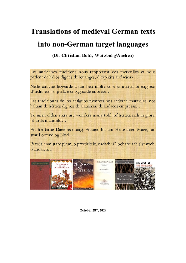 (PDF) Translations of medieval German texts into non-German target ...