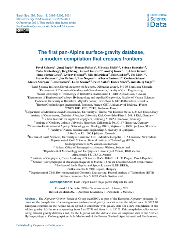 (PDF) The first pan-Alpine surface-gravity database, a modern ...