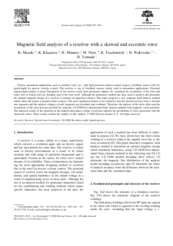 (PDF) Magnetic field analysis of a resolver with a skewed and eccentric ...