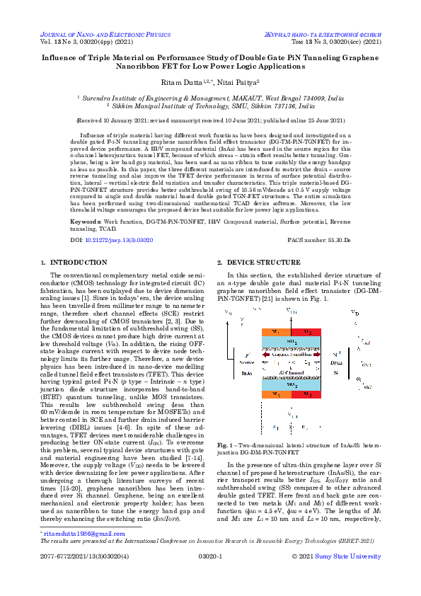 (PDF) Influence of Triple Material on Performance Study of Double Gate ...