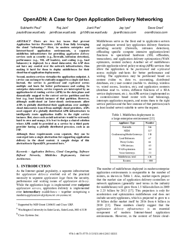 (PDF) OpenADN: A Case for Open Application Delivery Networking