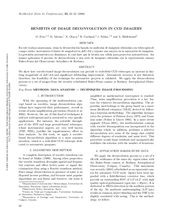 (PDF) Benefits of image deconvolution in CCD imagery | Juan Nuñez - Academia.edu