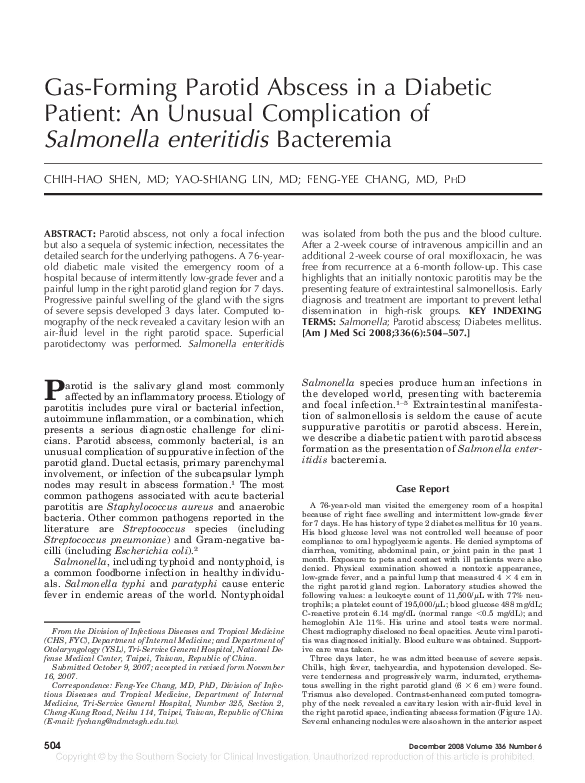 (PDF) Gas-Forming Parotid Abscess in a Diabetic Patient: An Unusual ...