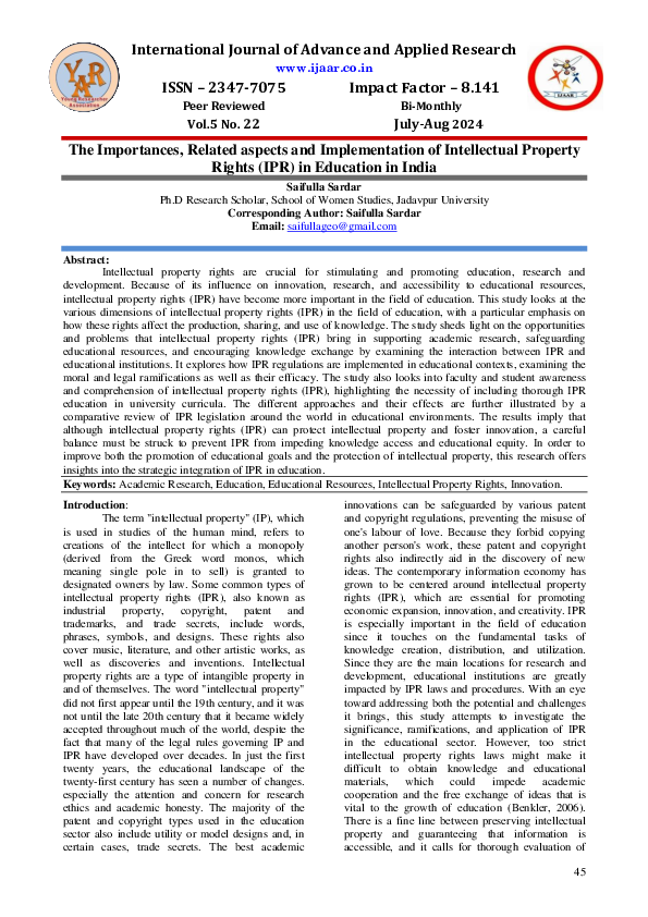 (PDF) International Journal of Advance and Applied Research