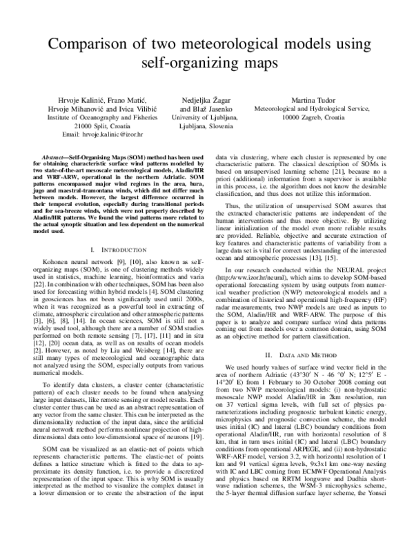 (PDF) Comparison of two meteorological models using self-organizing maps | Martina Tudor ...
