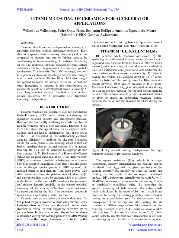(PDF) Titanium Coating of Ceramics for Accelerator Applications
