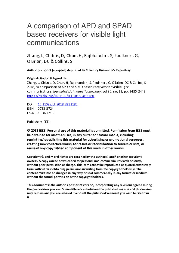 (PDF) A Comparison of APD- and SPAD-Based Receivers for Visible Light ...
