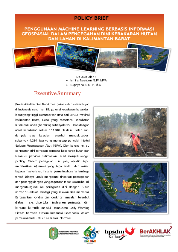 (PDF) Penggunaan Machine Learning Berbasis Informasi Geospasial Dalam Pencegahan Dini Kebakaran ...