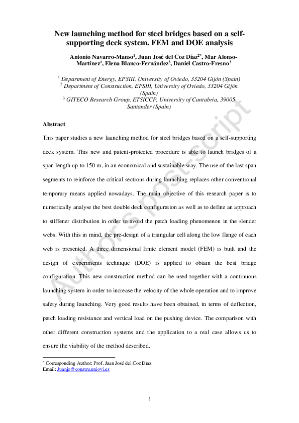 (PDF) New launching method for steel bridges based on a self-supporting ...