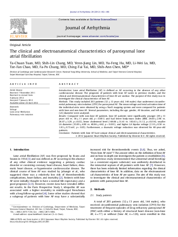 (PDF) The clinical and electroanatomical characteristics of paroxysmal ...