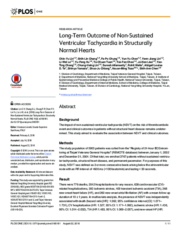 (PDF) Long-Term Outcome of Non-Sustained Ventricular Tachycardia in ...