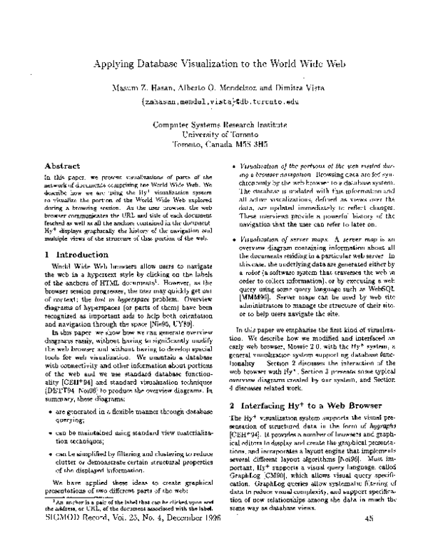 (PDF) Applying database visualization to the World Wide Web