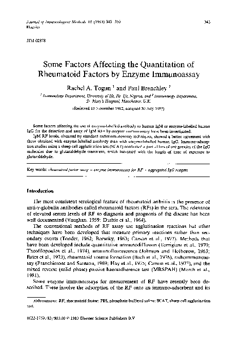 (PDF) Some factors affecting the quantitation of rheumatoid factors by ...
