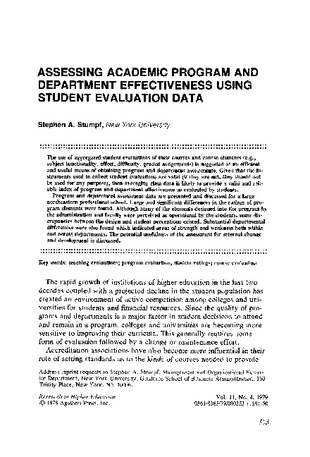 (PDF) Assessing academic program and department effectiveness using ...