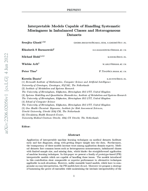(PDF) Interpretable Models Capable of Handling Systematic Missingness in Imbalanced Classes and ...
