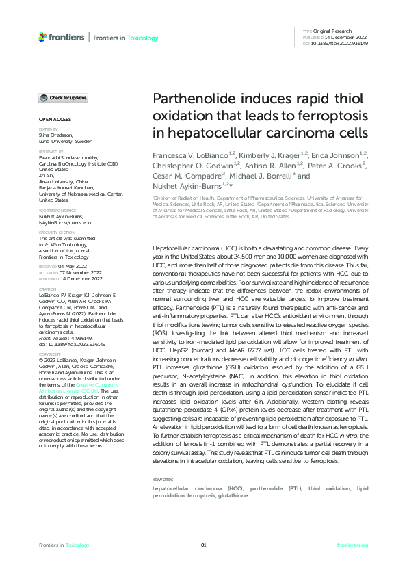 (PDF) Parthenolide induces rapid thiol oxidation that leads to ...