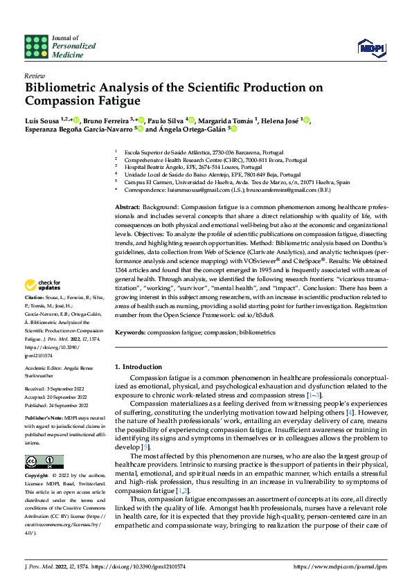(PDF) Bibliometric Analysis of the Scientific Production on Compassion Fatigue