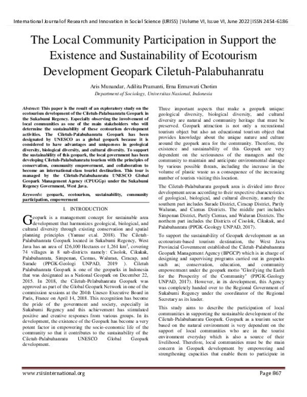 (PDF) The Local Community Participation in Support the Existence and ...