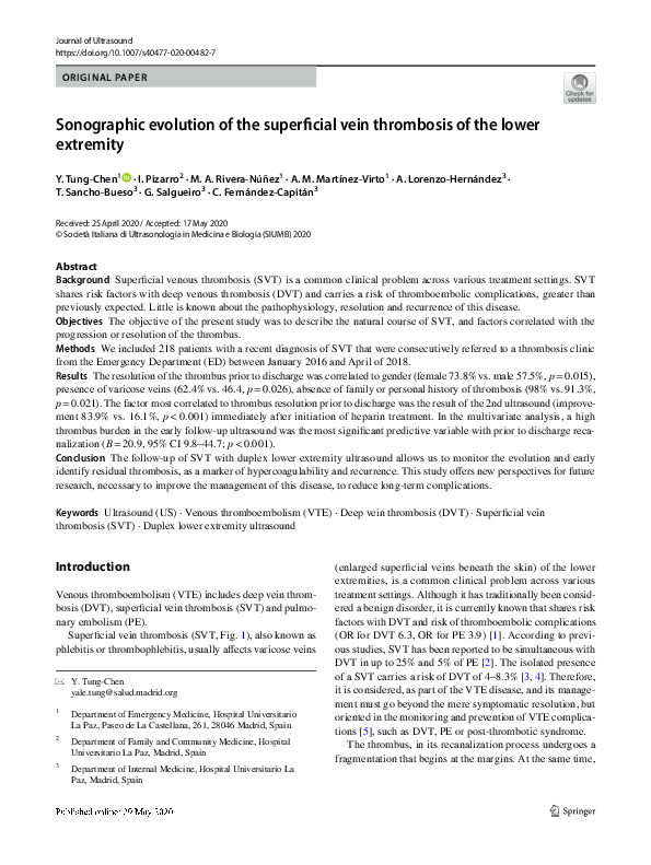 (PDF) Sonographic evolution of the superficial vein thrombosis of the ...