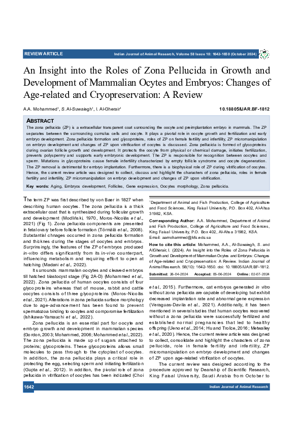 (PDF) An Insight into the Roles of Zona Pellucida in Growth and ...