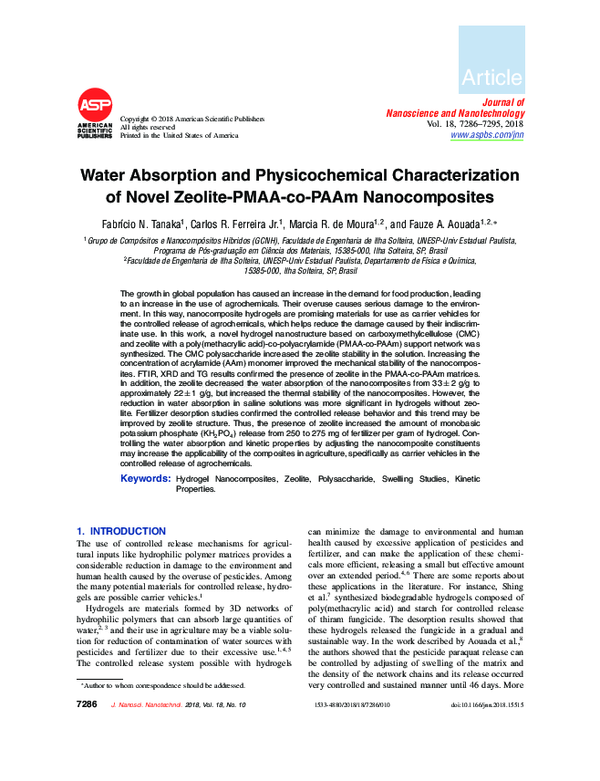 (PDF) Water Absorption and Physicochemical Characterization of Novel Zeolite-PMAA-co-PAAm ...