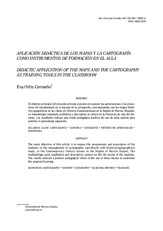 (PDF) Aplicación Didáctica De Los Mapas y La Cartografía Como ...