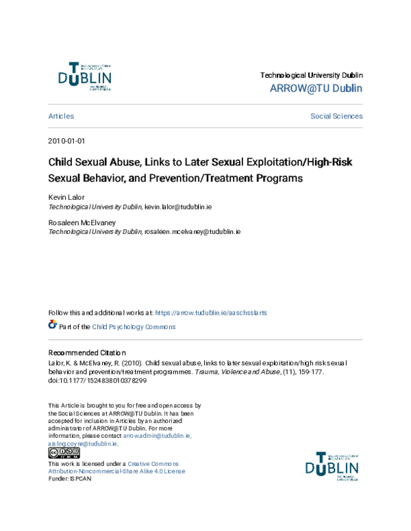 (PDF) Child Sexual Abuse, Links to Later Sexual Exploitation/High-Risk Sexual Behavior, and ...