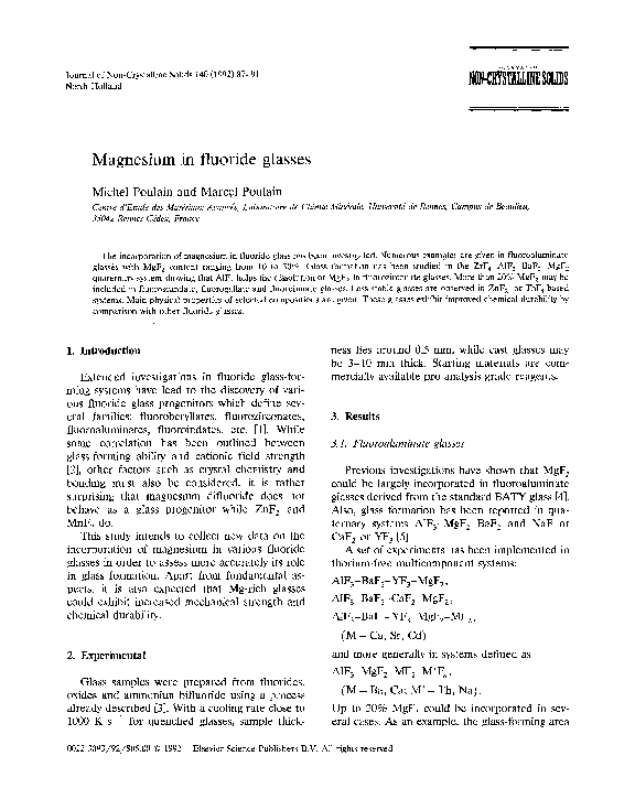 (PDF) Magnesium in fluoride glasses