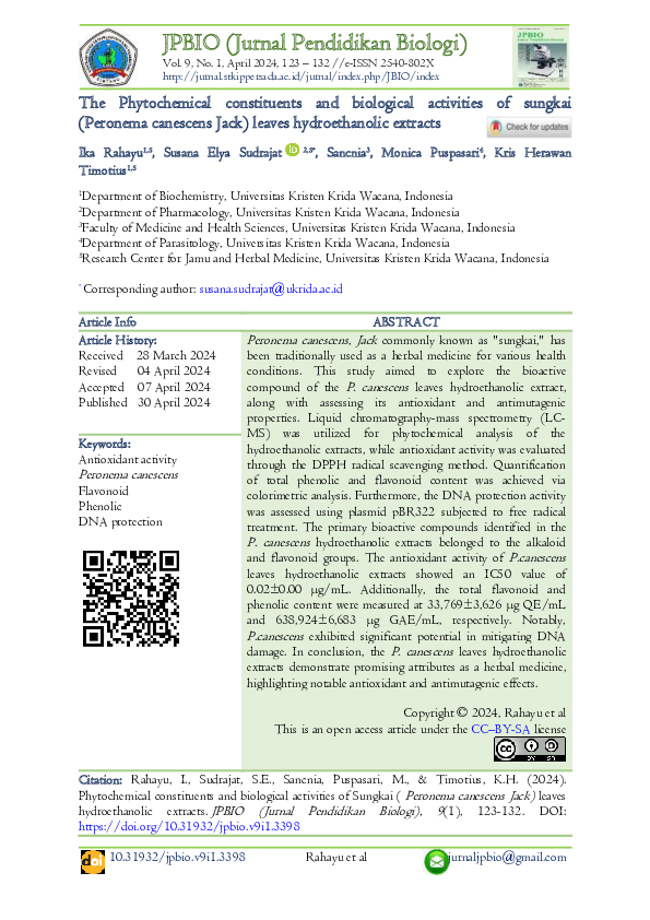(PDF) The Phytochemical constituents and biological activities of sungkai (Peronema canescens ...
