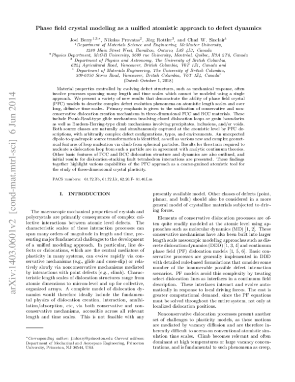 (PDF) A Unified Atomistic Approach to Modeling Defect Dynamics
