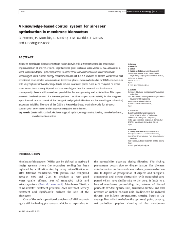 (PDF) A knowledge-based control system for air-scour optimisation in ...